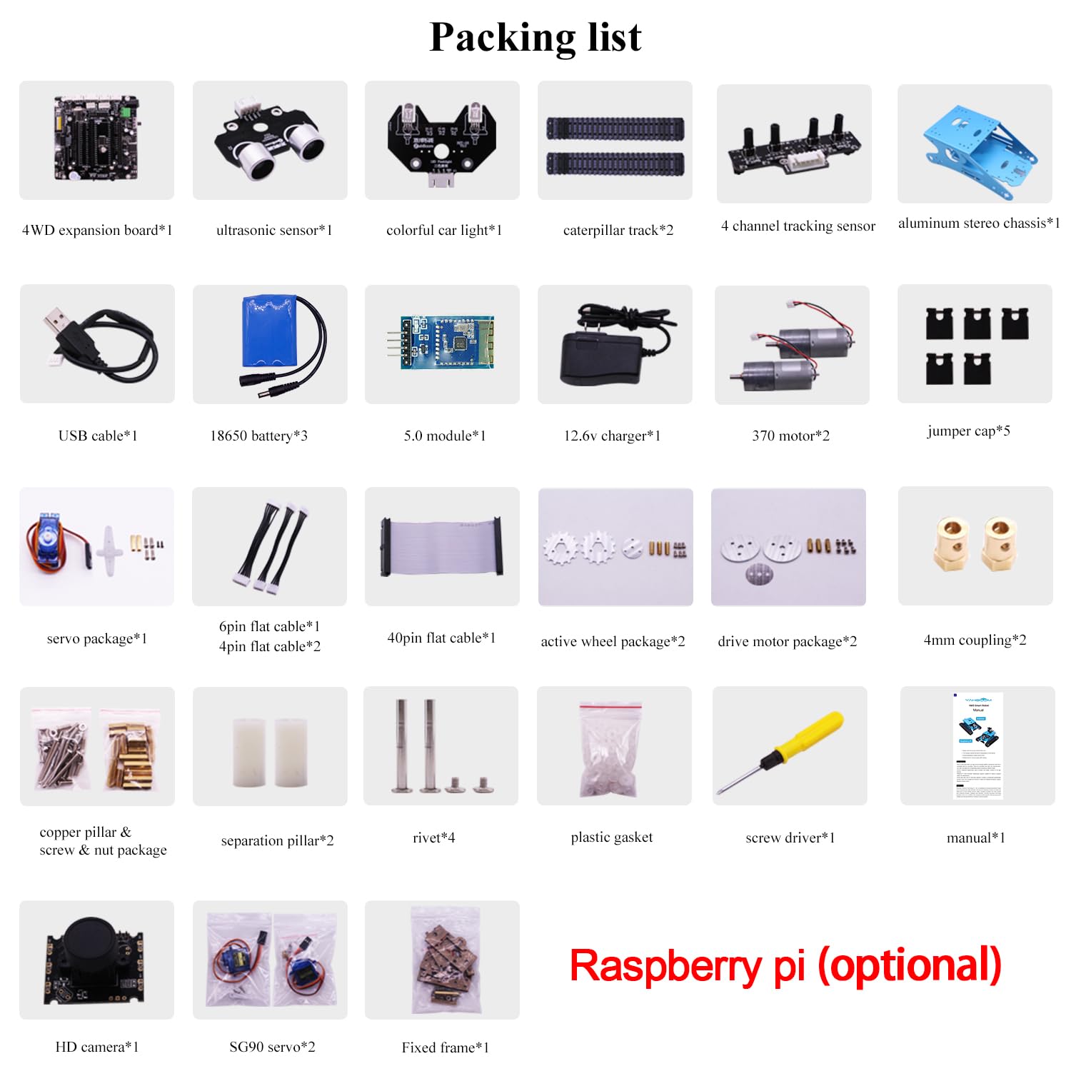 Yahboom AI Robot Kit Tank Chassis for Raspberry Pi 4B Camera Starter Kit Python Programmable Electronic Science Project DIY Smart Car Robotics for 16+ (Without Pi 4B)