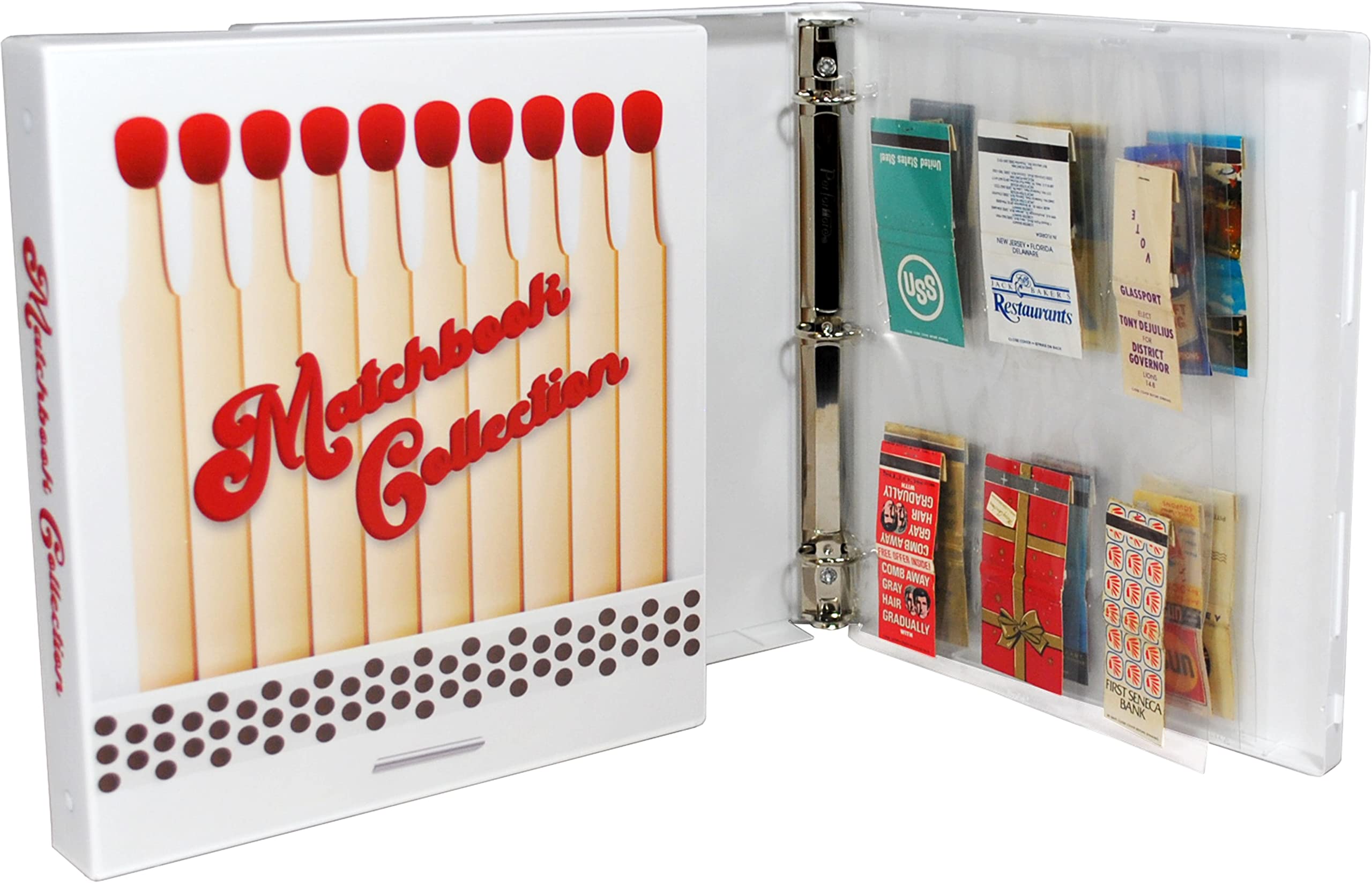 UniKeep Matchbook Cover Collection Storage Album for Display, Protection, and Archival. Includes 15 Pages. Holds 90 Matchbooks