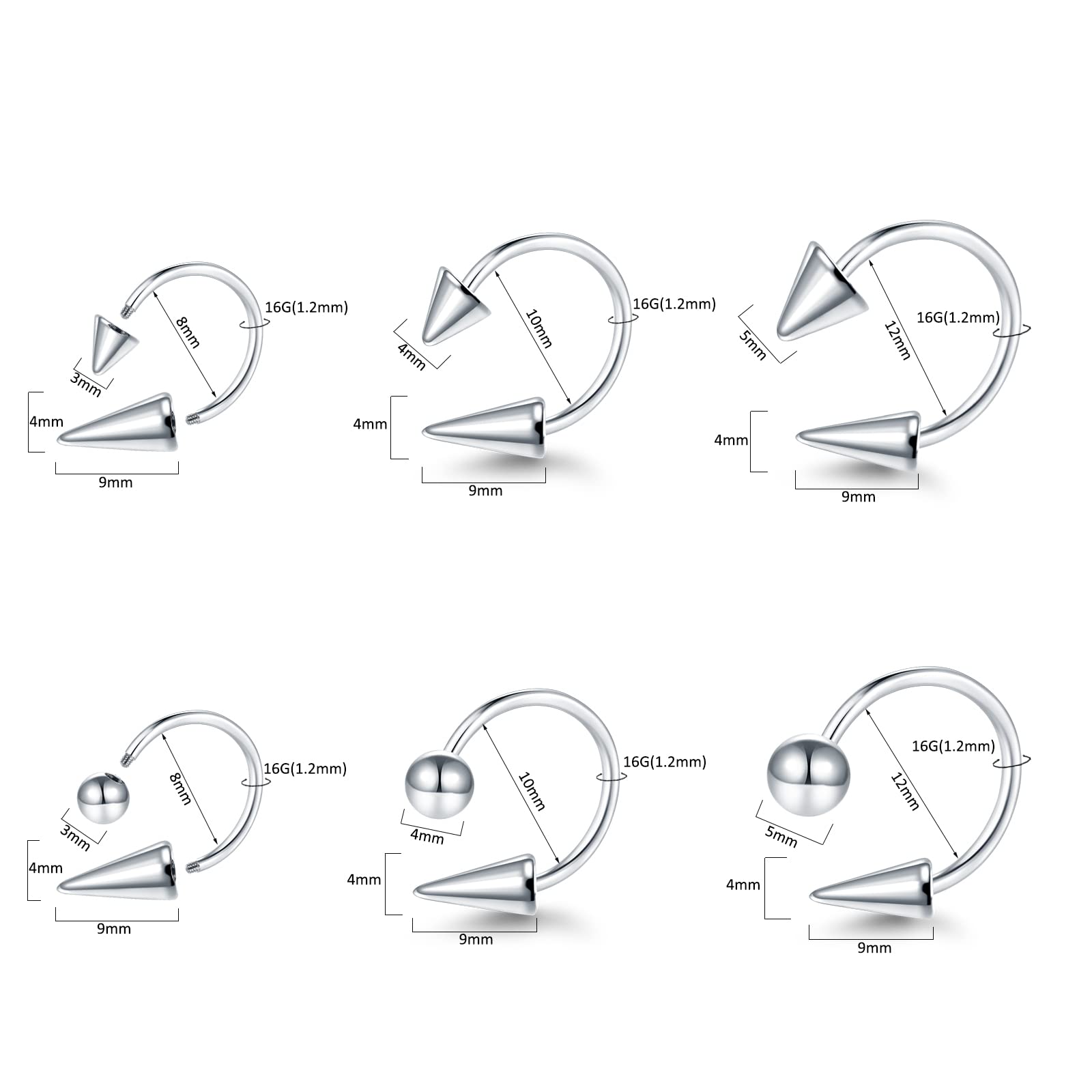 Aumeo Smiley Piercing Jewelry for Mouth 16G Vampire Fangs Piercing Stainless Steel Tiger Teeth Lip Piercing Jewelry