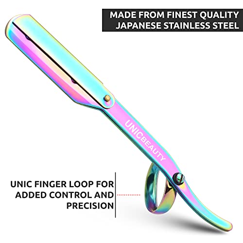 Straight Razors for Men - Professional Barber Razor for Close Shave with Premium Quality Edge, Blades Pack & Maintenance kit included with Pouch