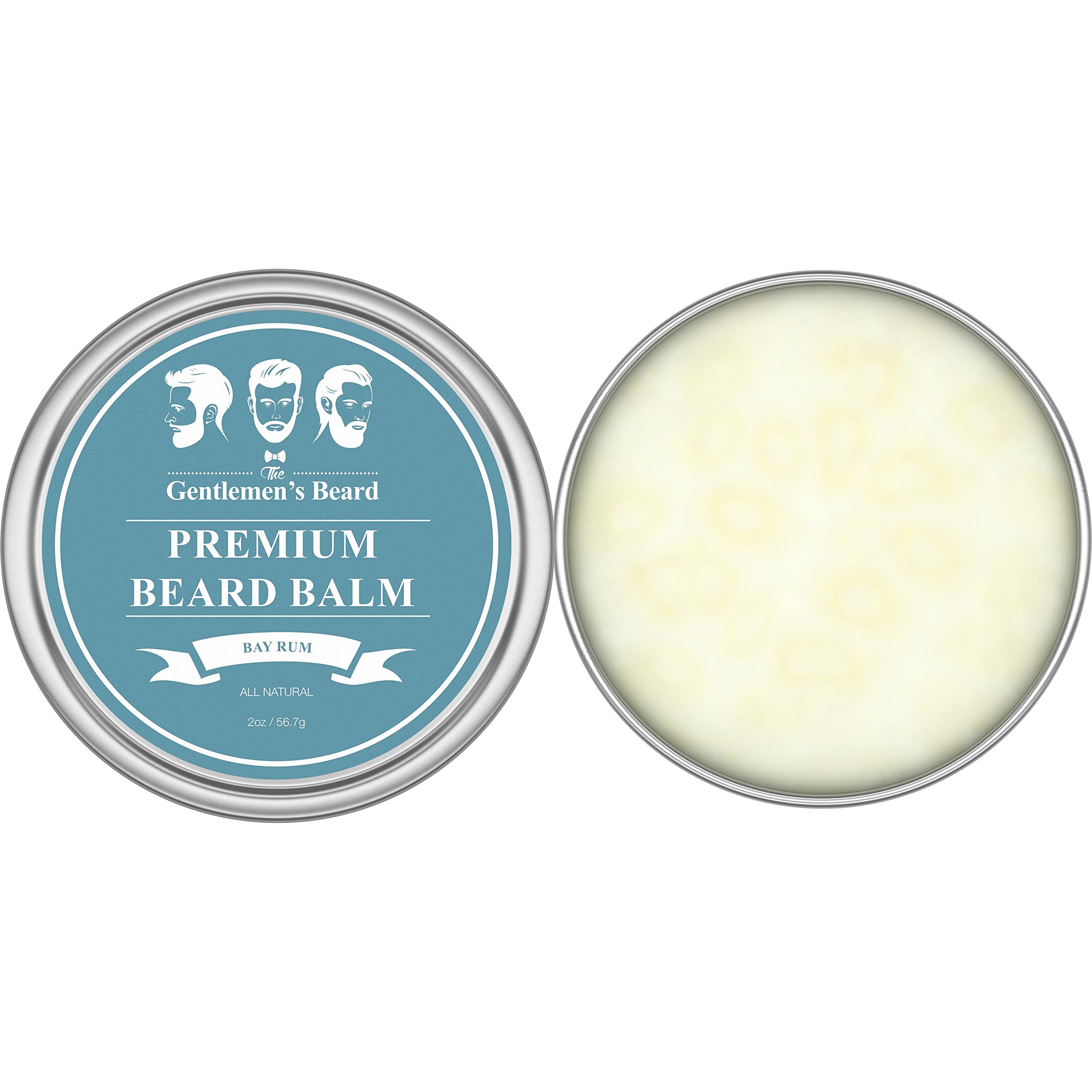 The Gentlemen's Beard Premium Bay Rum Beard Balm - Leave-in Conditioner & Softener - All Natural - Styles, Strengthens, Thickens & Softens Promoting Healthier Beard & Mustache Growth