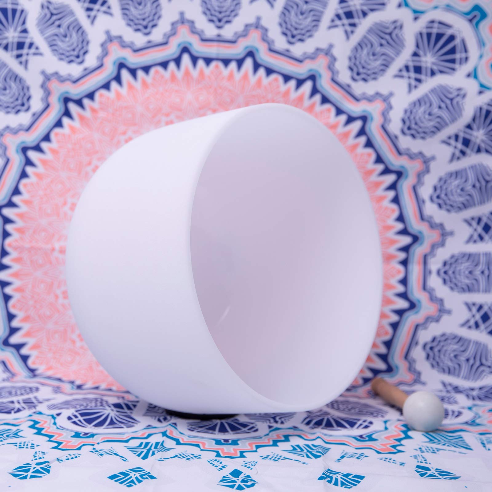 ENERGYSOUND E Note Solar Plexus Chakra Frosted Quartz Crystal Singing Bowl 8 inch Free mallet and o-ring included