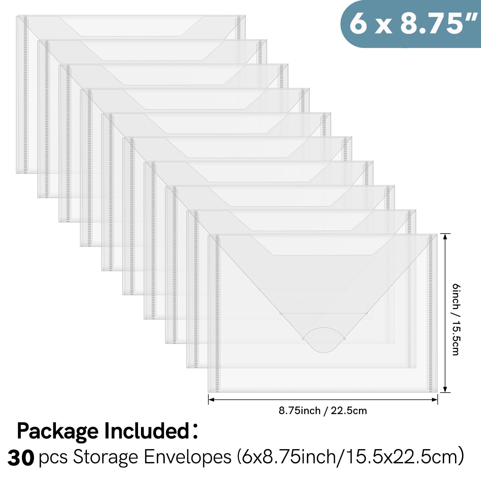 Briartw 10 PACK Storage Bag,Resealable Plastic Envelopes Pockets for Cutting Dies Stencil Crafts Organizer Holder,6x8.75"Clear Storage Envelopes for Clear Stamp,Die Cuts,scrapbook Paper