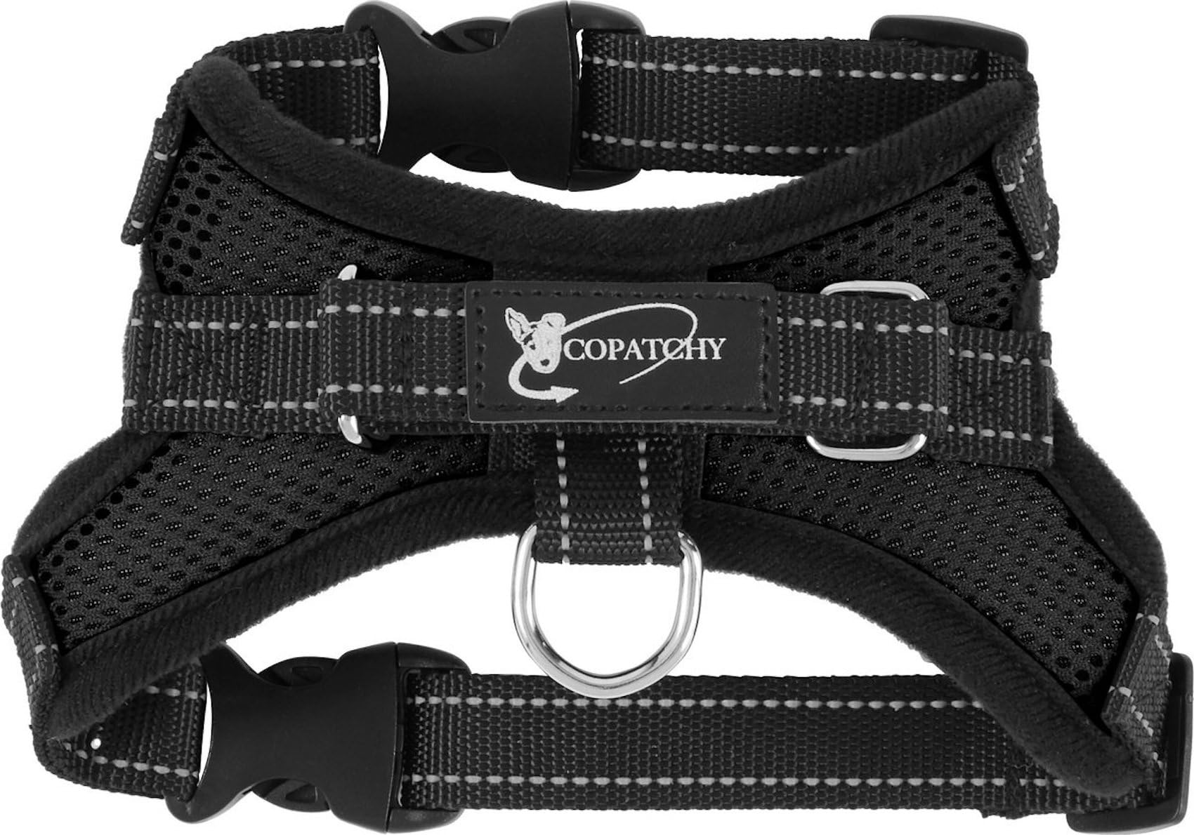 Copatchy Dog Harness Small Sized Dogs - All Weather Mesh overhead adjustable no pull Vest Puppy reflective Harness with handle for Extra Small and Small Dogs by Copatchy - Harness (Black) X-Small