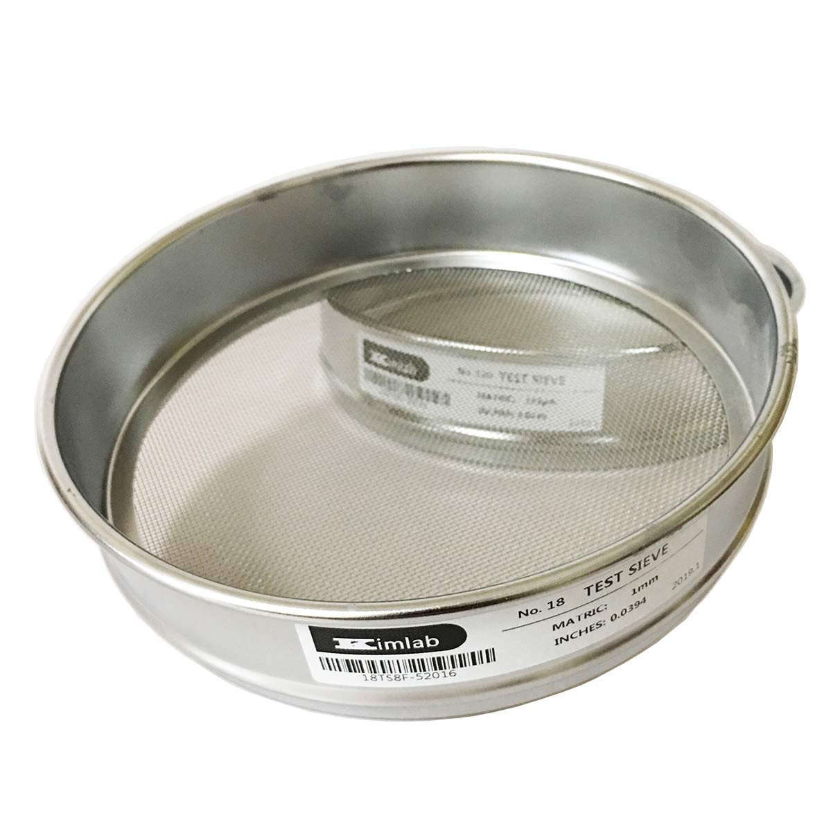 KimLab Economy Test Sieve #14/1.4mm Mesh Size,304 Stainless Steel Wire Cloth, Chorme Plating Frame, 8" Diameter Sieve