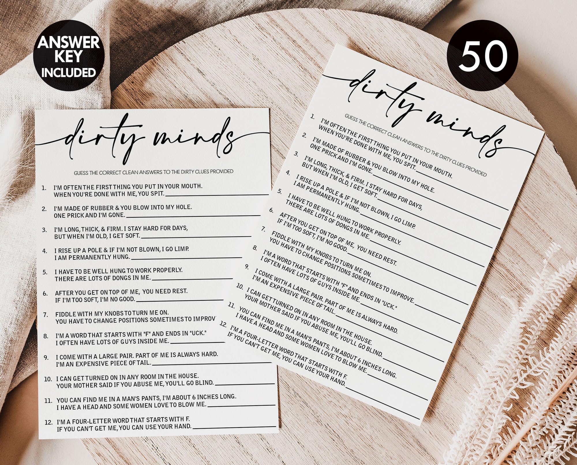 All Ewired Up 50 Funny Bridal Shower Game Dirty Minds Game (50-Cards) Bachelorette Party Wedding Engagement Rehearsal Dinner Activity, Minimalist