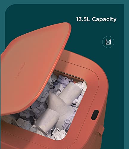 TOWNEW T Air X Orange Self Sealing Trash Can, 3.5 Gallon Automatic Garbage Can with Motion Sensor and Handle, Smart Trash Bin for Living Room Bedroom Kitchen Restroom, Orange
