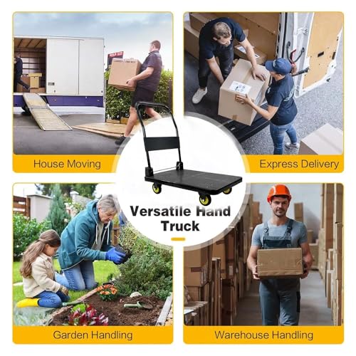 Auroglint-1100 lb. Capacity Platform Cart Heavy Duty Dolly Folding Foldable Moving Warehouse Push Hand Truck Wheel