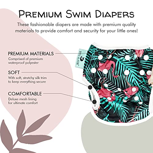 Reusable Swim Diapers for Babies, Infants & Toddlers - Adjustable Girls Swimming Diaper 0-2 Years, Eco-Friendly Washable with Snaps β Flamingo β 1 Pack by Will & Fox