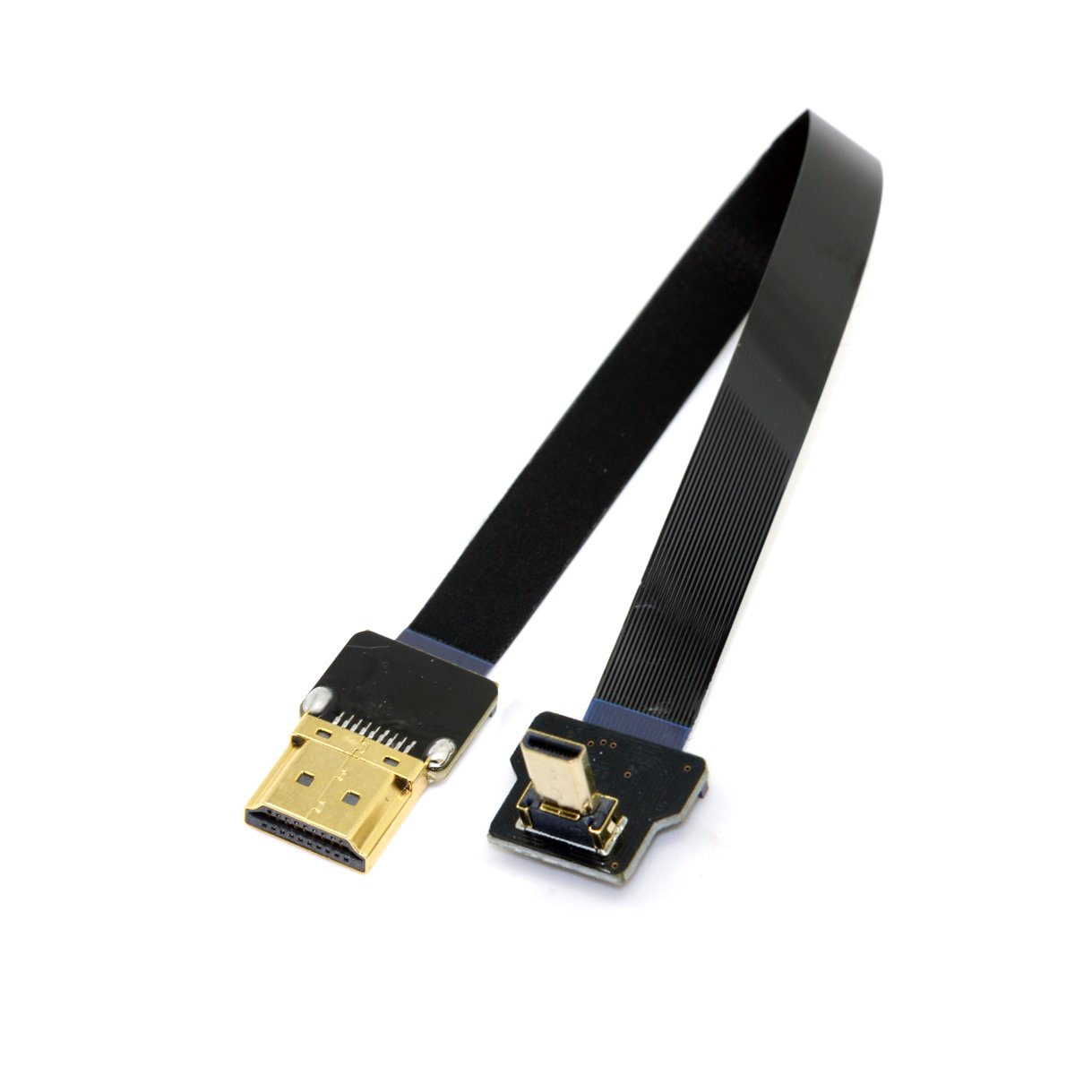 JSER CYFPV 90 Degree Up Angled FPV Micro HDMI Male to HDMI Male Flat Cable 50cm Compatible for FPV HDTV Multicopter Aerial Photography Support 1080p 60hz