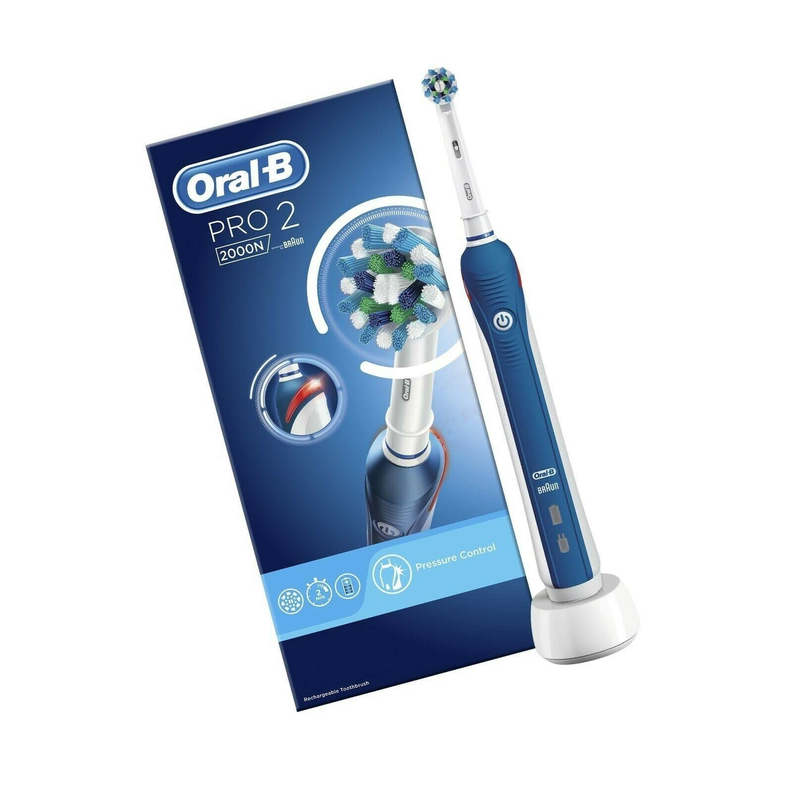 Oral B Oral-B Pro 2000 Crossaction Electric Rechargeable Toothbrush Powered