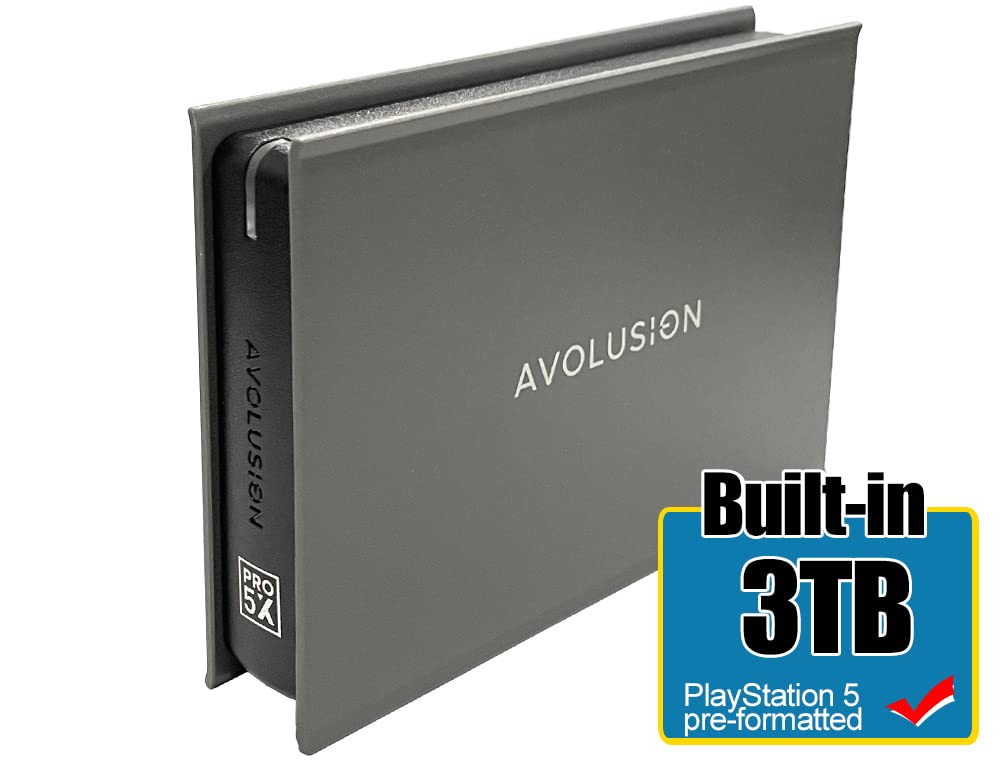 Avolusion Mini Pro-5X USB 3.0 Portable External Gaming Hard Drive - Grey (for PS5, Pre-Formatted) - 2 Year Warranty (3TB)