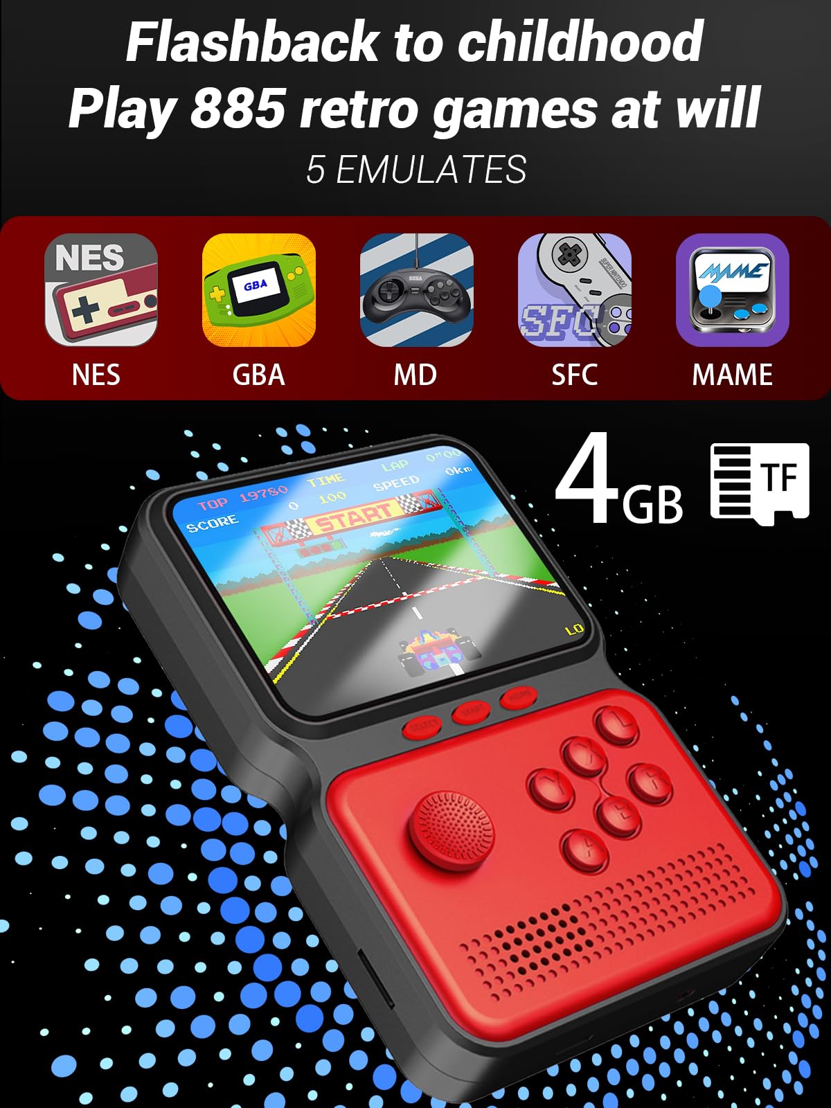 Fordim Handheld Game Console, Retro Mini Game Player with 800+ Classic Games, 3.5 Inch Screen 1020mAh Rechargeable Battery, Portable Game Console Support TV Connection