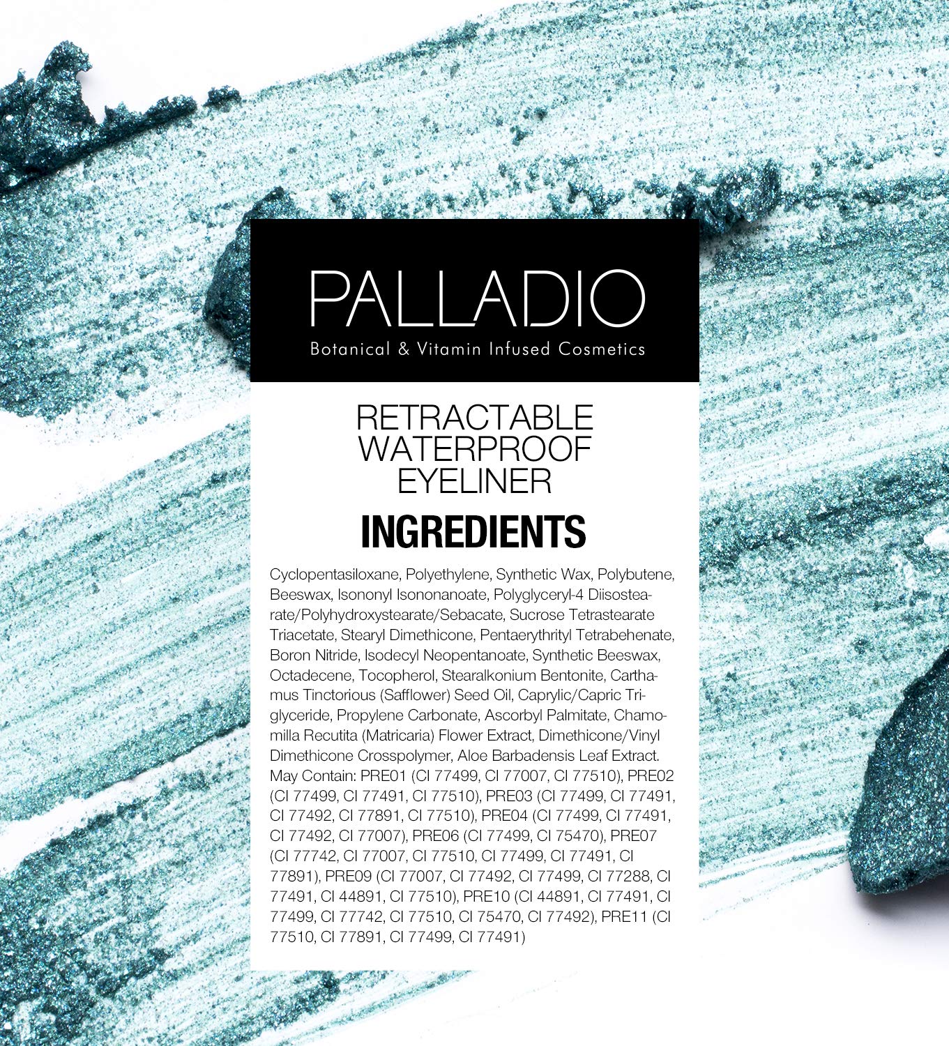 Palladio Retractable Waterproof Eyeliner, Richly Pigmented Color and Creamy, Slip Twist Up Pencil Eye Liner, Smudge Proof Long Lasting Application, All Day Wear, No Sharpener Required, Pure Black