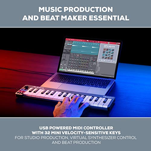 Alesis Qmini - Portable 32 Key USB MIDI Keyboard Controller with Velocity Sensitive Synth Action Keys and Music Production Software Included