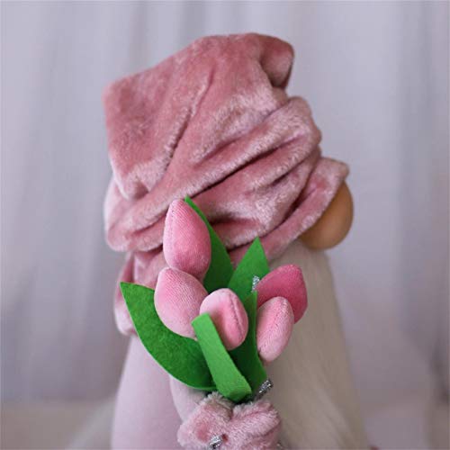 IFOTIME Mr & Mrs Gnomes Plush, Handmade Long Hat Gnome Swedish Scandinavian Tomte Sweet Gift for Table Shelf Home Decorations for Valentine Easter Gifts Indoor Spring Decor (2Pcs, Pink + Gray)