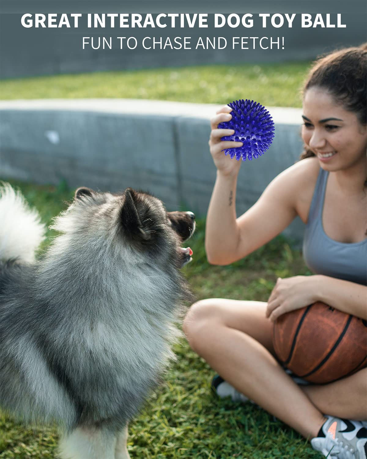 Pweituoet 2 Pack 4.5β Heavy Duty Squeaky Dog Ball for Medium Large Dogs, Spikey Dog Ball Toys for Clean Teeth and Training, Large Dog Toys for Aggressive Chewers