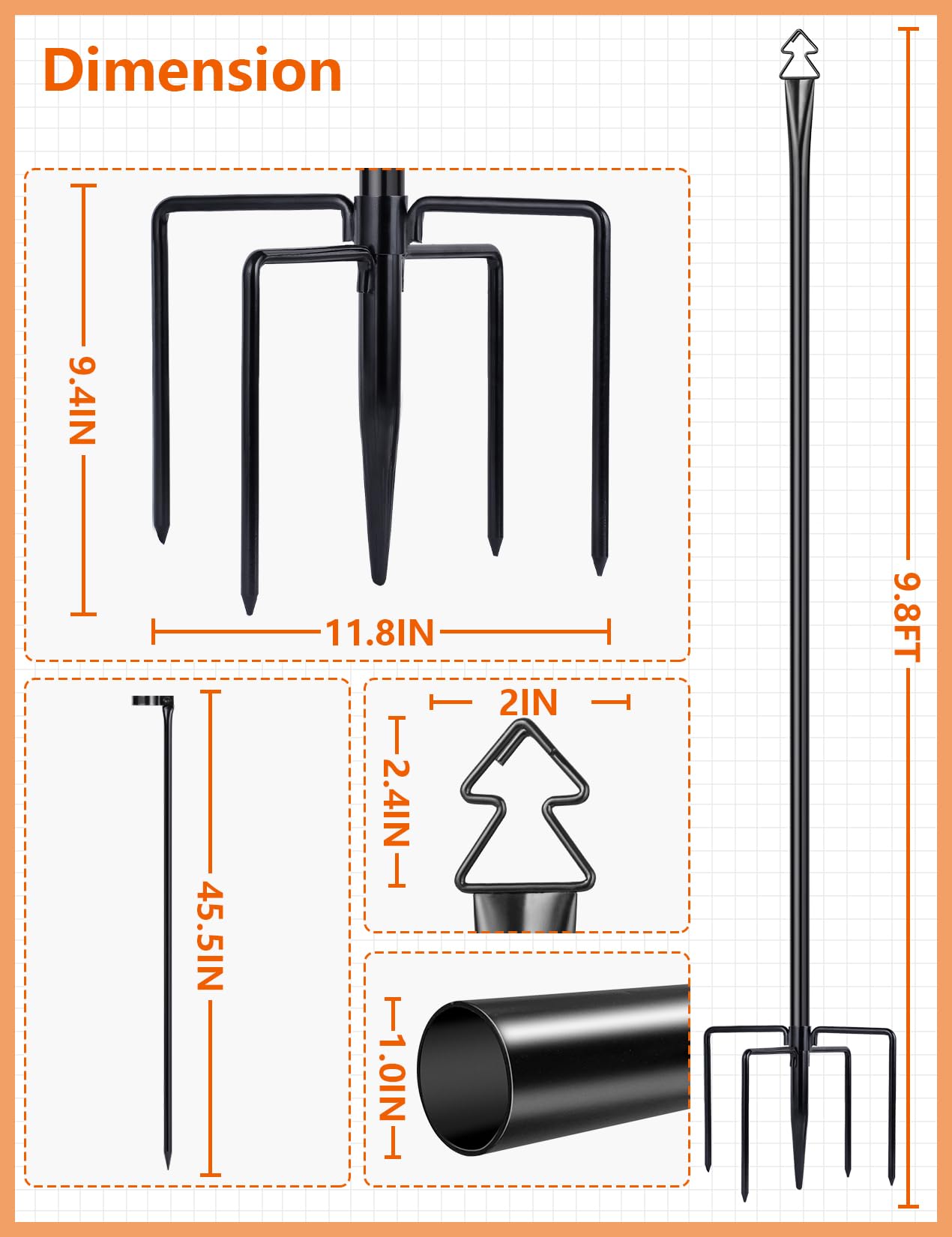 LOPANNY String Light Poles, Sturdy Outdoor Light Pole for Hanging String Lights, Deck Lighting Stand for Party