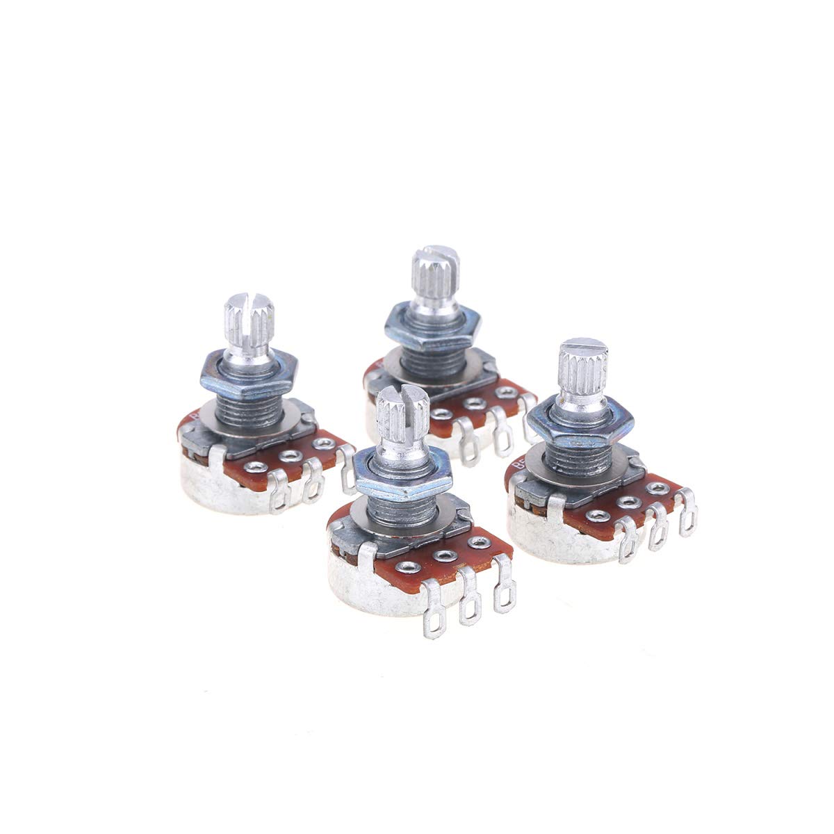 Alpha Mini Metric Sized B500K Guitar Pots Split Shaft Control Pots Linear Taper Potentiometers for Electric Guitar/Bass (Set of 4)