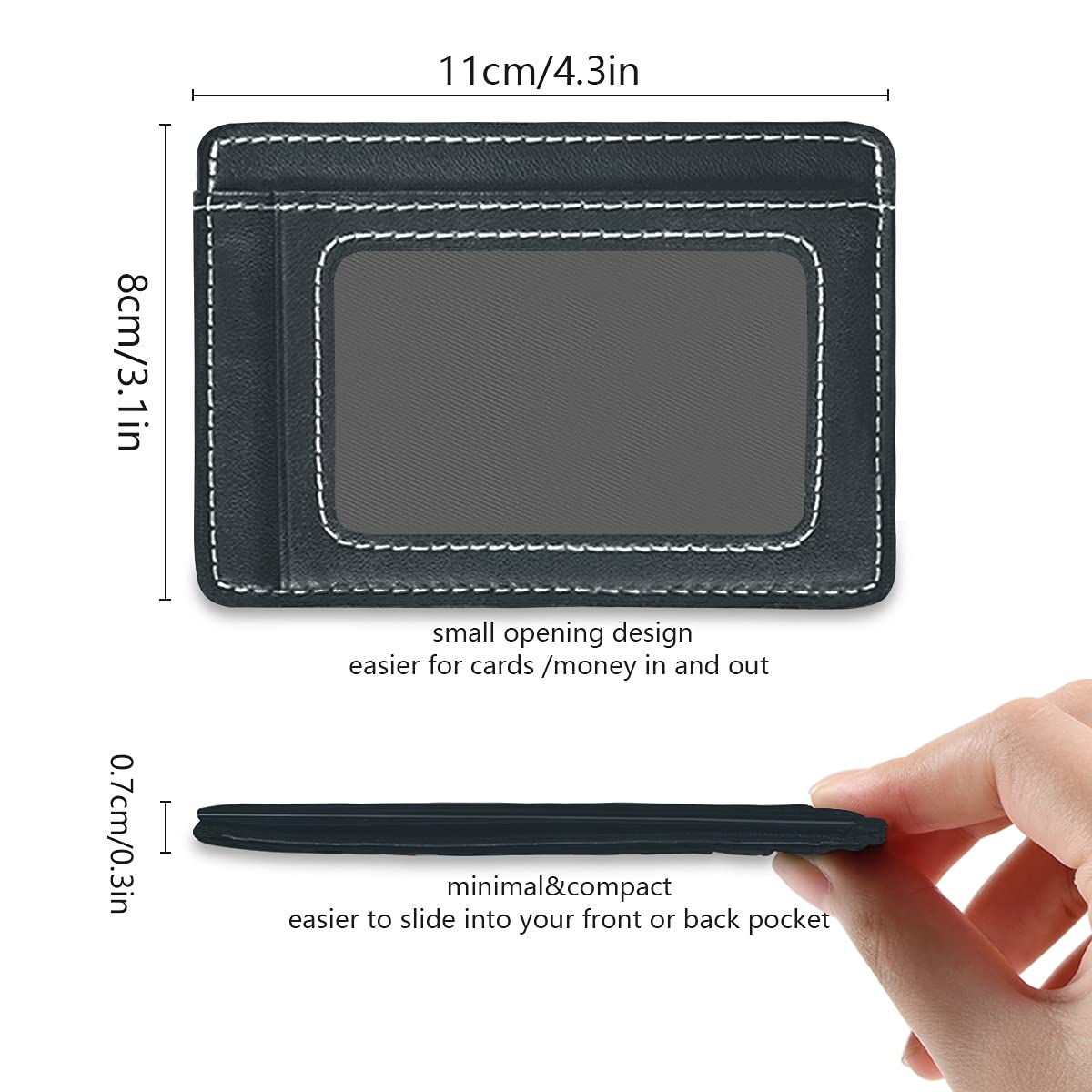 JUNZAN Slim Wallet US Flag Minimalist Wallets for Men Women Leather RFID Blocking Front Pocket Card Holder