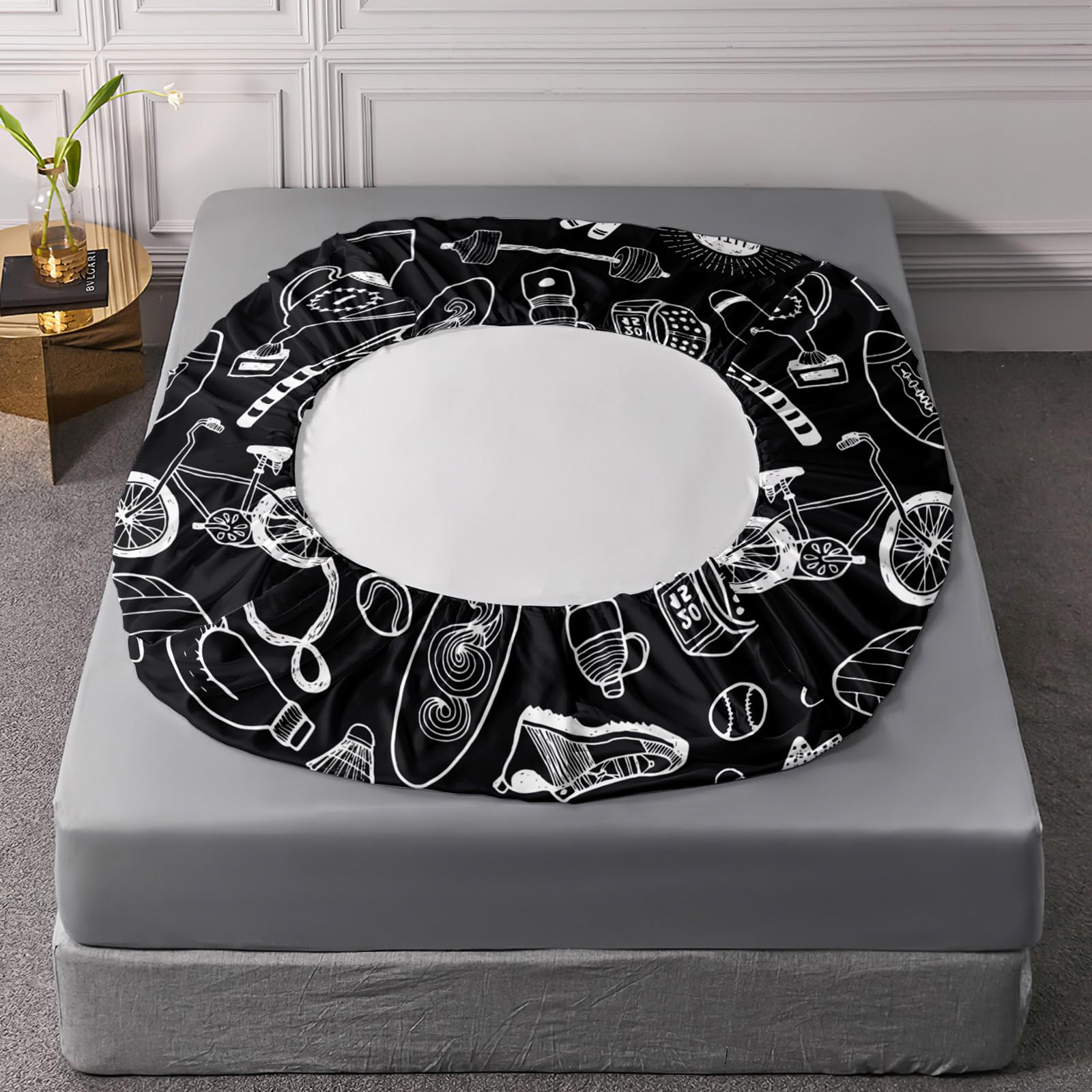 BSNTHO Sports Sheet Set Full Size 4 Piece, Boy Sheets for Girls Boys Kids Teens with 2 Pillowcases and 16" Deep Pocket, Hand-Drawn Style Bedding Set Microfiber Ultra Soft Skin Friendly