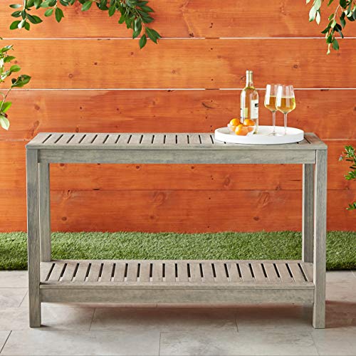 Cambridge Casual Solid Wood West Lake Outdoor Console Table, Weathered Gray