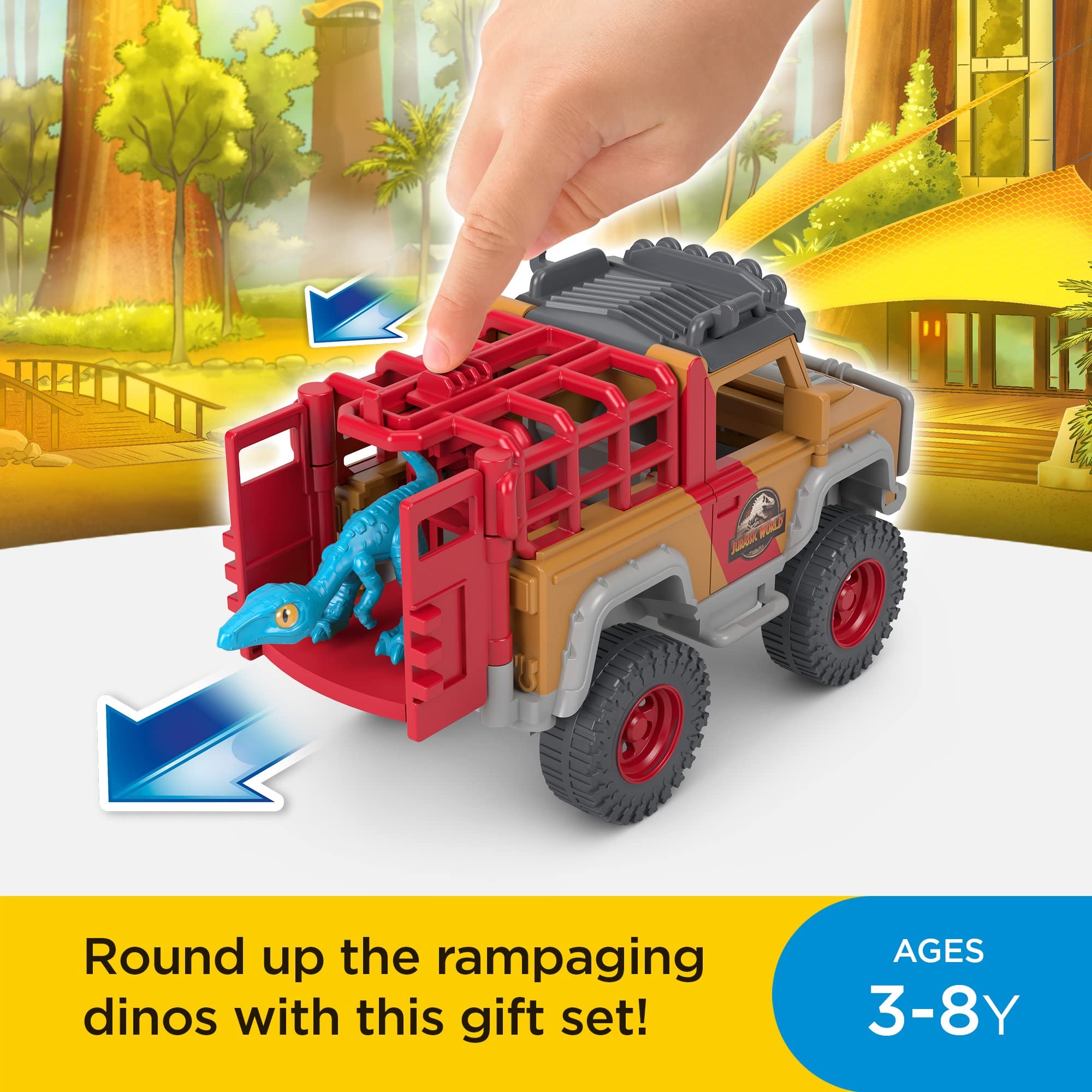 Fisher-Price Imaginext Jurassic World Preschool Toy Camp Cretaceous Runaway Dinosaurs Figure Set for Pretend Play Kids Ages 3+ Years