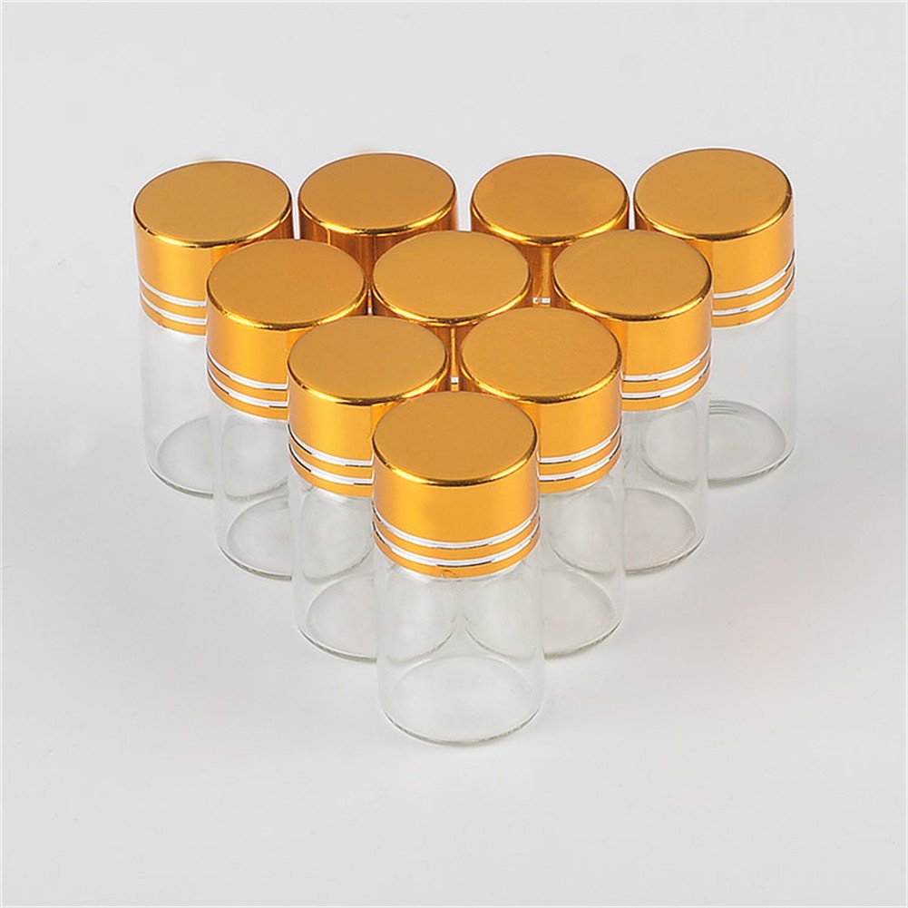 TAI DIAN 2ml Mini Glass Bottles Crafts Cute Bottles Aluminum Cover Empty Wishing Gift Bottles Jars Decorate 24 units (24, 2ml)
