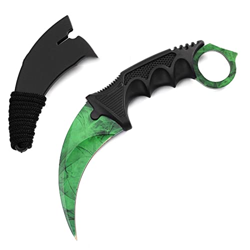AluAlu Stainless Steel Fixed Blade Knife with Sheath - Best EDC Camping Hiking Hunting Knofe,Sharp Blade Knifes-Gift for Men (Green)