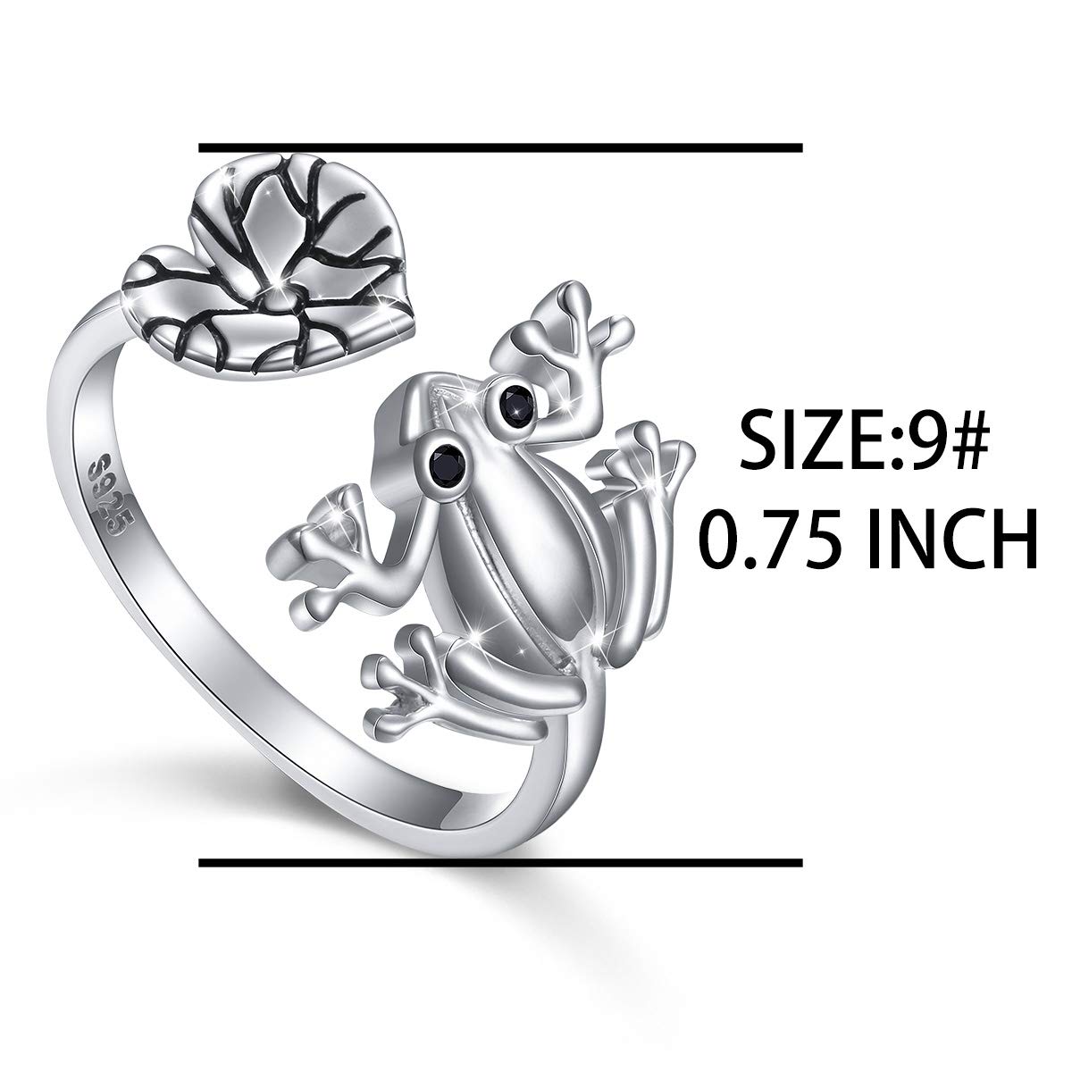 Alphm Frog Ring for Women S925 Sterling Silver Adjustable Wrap Open Spoon Lotus Leaf Heart Rings