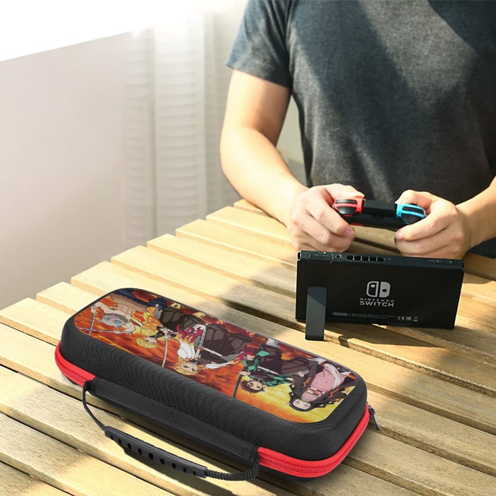 Autocean Carrying Case for Nintendo Switch, Anime Printing Protective Hard Shell Game Bag With 20 Game Card Slots for Nintendo Switch Console & Accessories