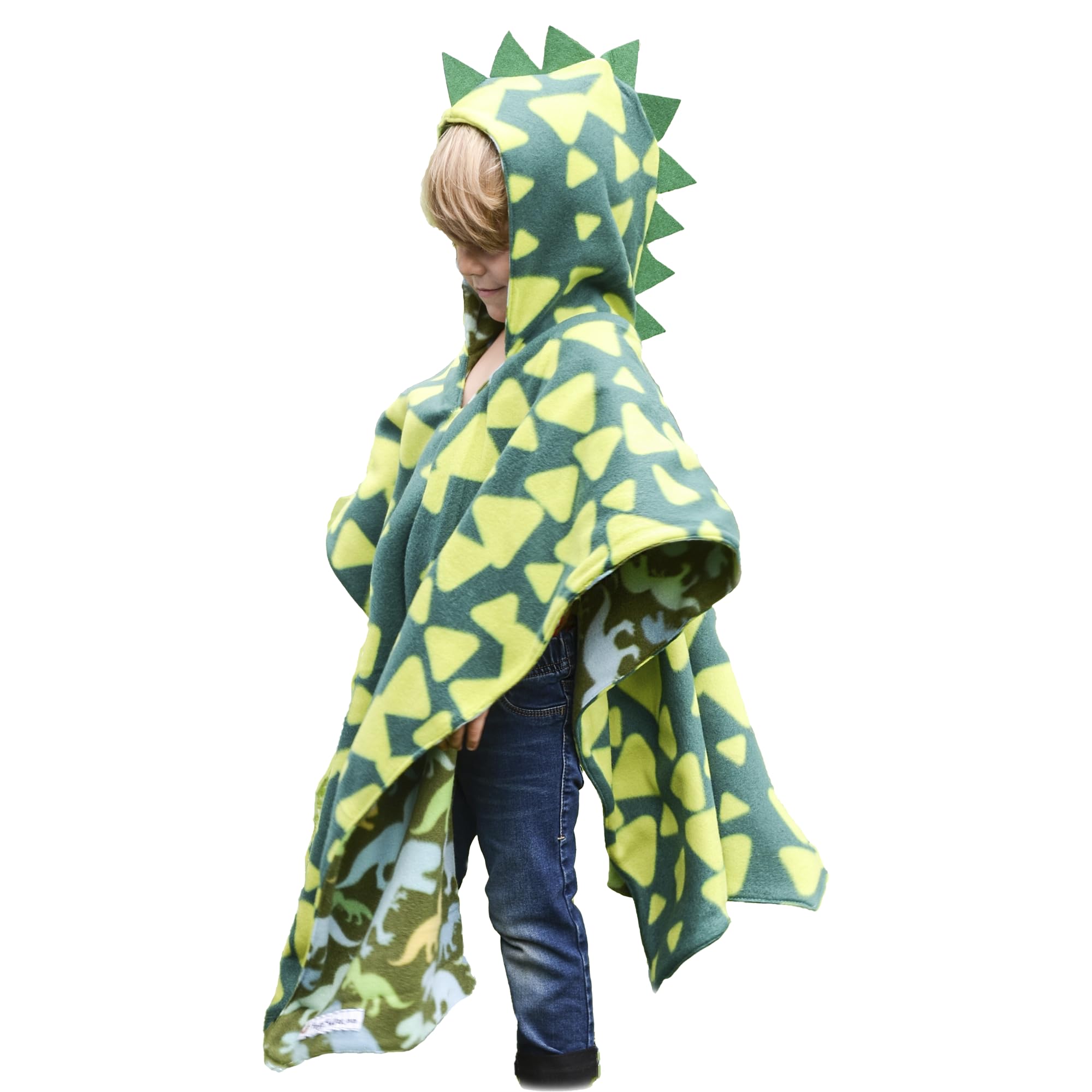 Birdy Boutique Car Seat Poncho for Kids – Safe to Use Over Seat Belts – Reversible Warm and Cozy Blanket – Easy on Easy Off and Doesn’t Impact Car Seat Performance – Green Dinosaur – One Size