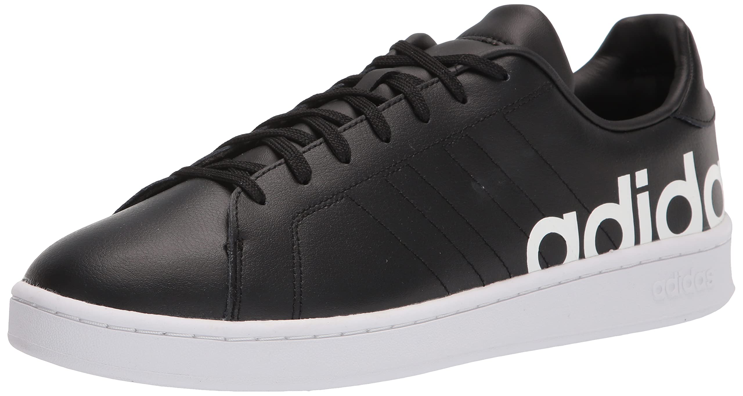 adidas Men's Grand Court LTS Racquetball Shoe, Black/Black/White, 10