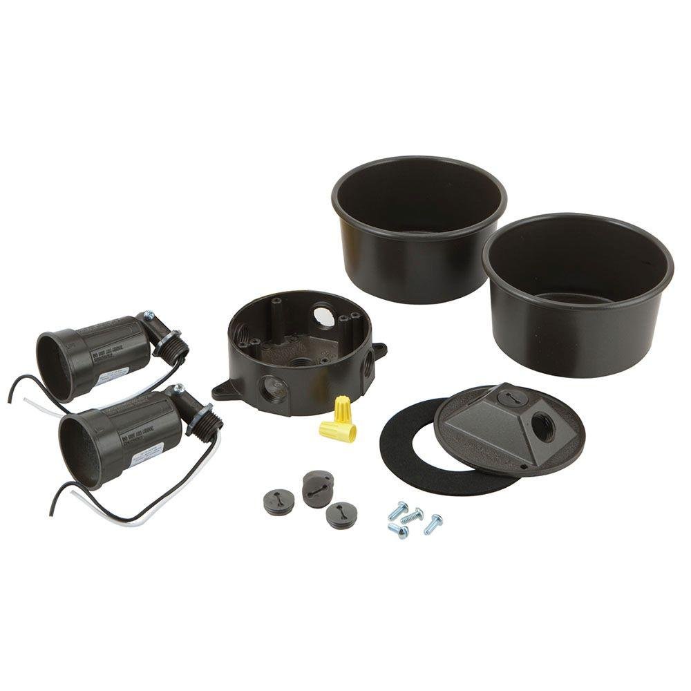 Hubbell Raco 5876-7 4 in. Round Light Weatherproof Kit for 75-150W Par38 Lamps, Includes 2-Architectural Lamp Holders, Box, and Cover, Bronze