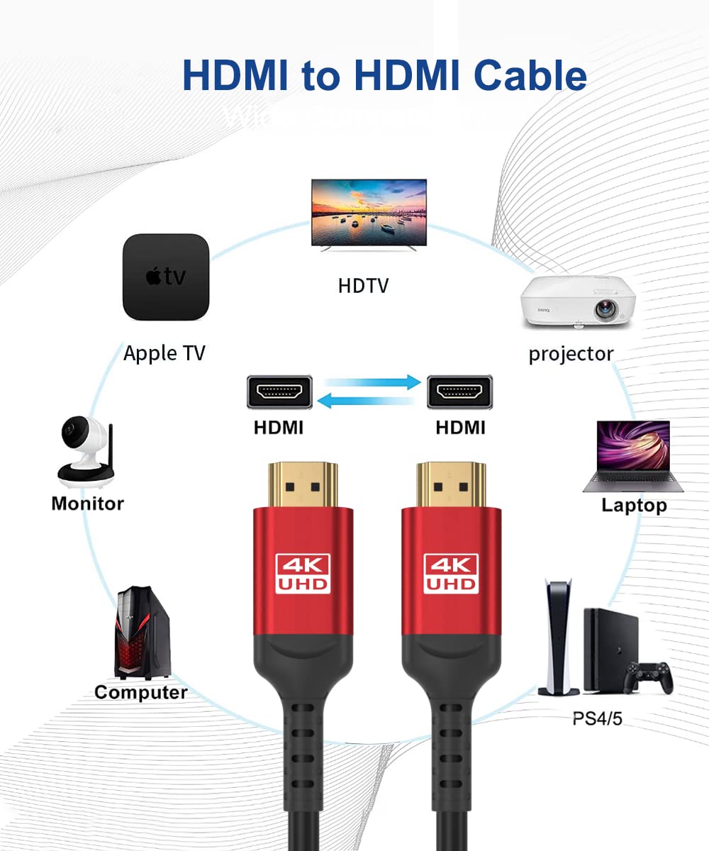 ALLEASA 50FT 4K HDMI Cable, High Speed with HDR10 & HDCP2.2, CL3 Rated for in-Wall Installation, Compatible with Roku TV, Laptop, PC, HDTV, Gaming Consoles