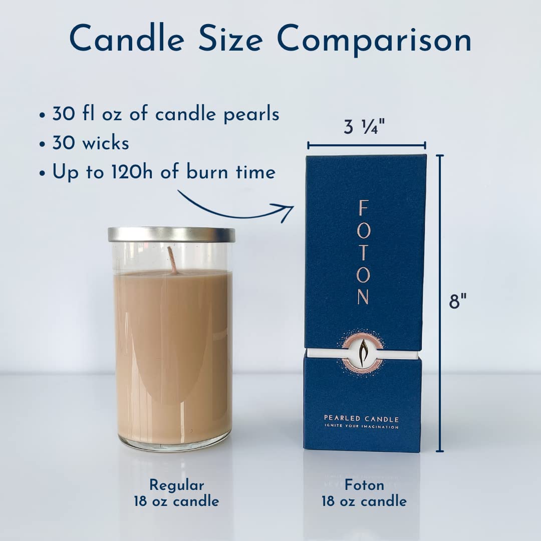 Foton Pearled Candle Bestsellers Gift Scented Bundle 18oz 4-Pack β Non Toxic Luxury Long Lasting Powder Candles - Lasts up to 120 Hours - Refillable Candle Sand with 30 Wicks for Candle Making