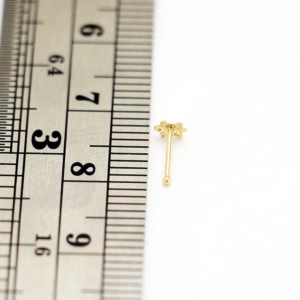9 Karat Solid Yellow Gold Plain Tiny Turtle 22 Gauge Ball End Nose Stud Piercing Jewelry