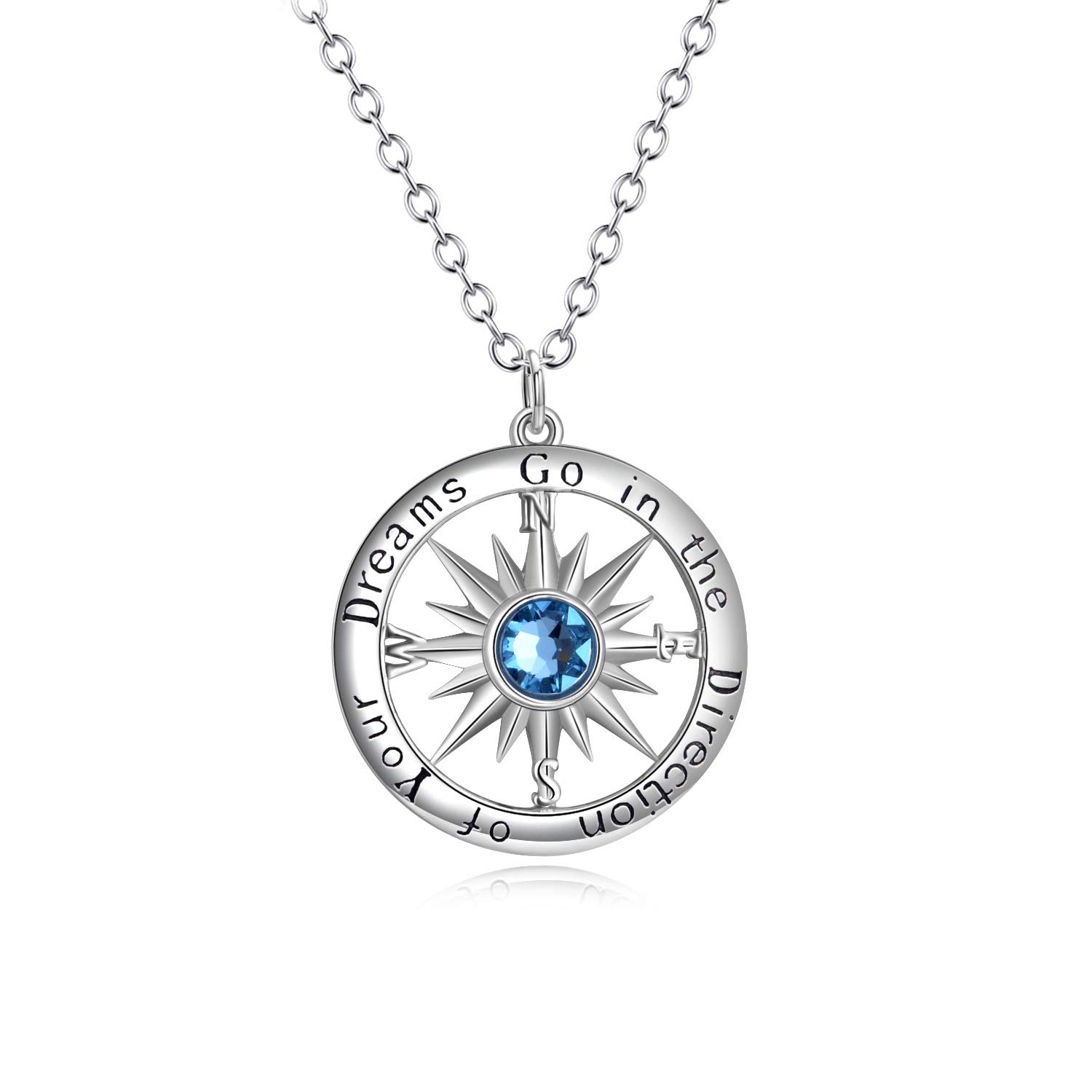 AOBOCO Compass Necklace for Women Sterling Silver 2022 Graduation Gifts for Him Her