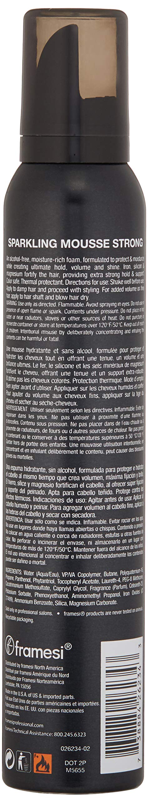Framesi BY Lava Sparkling Mousse, Strong Hold Hair Mousse for Color Treated Hair, 6.9 oz