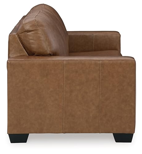 Signature Design by Ashley Bolsena Contemporary 2-in-1 Leather Match Sofa Sleeper with Folding Gel Memory Foam Mattress, Queen, Dark Brown