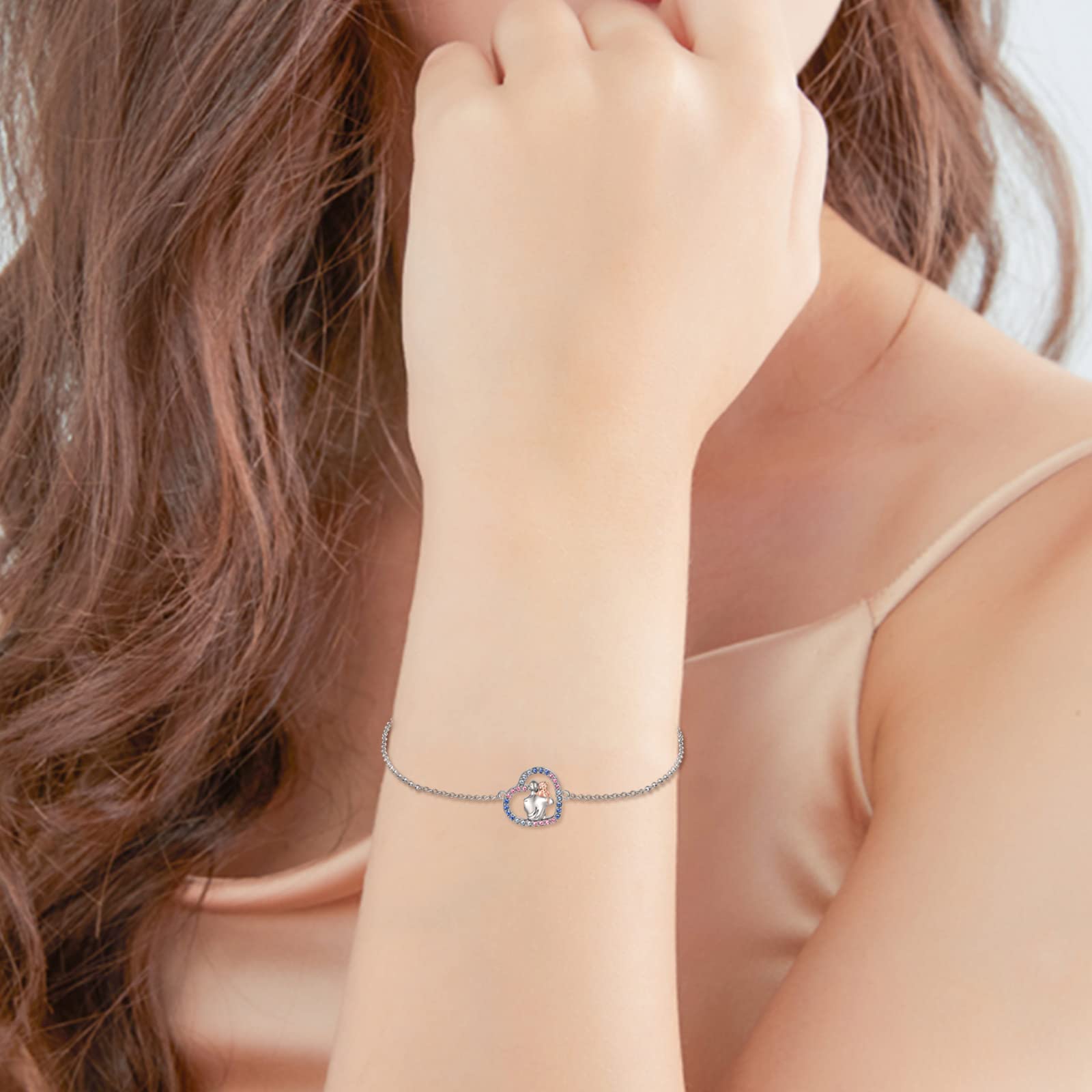 AOBOCO Daughters Bracelet Christams Gifts from Dad Sterling Silver Father Daughter Jewelry