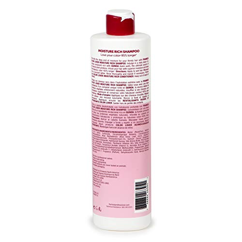 FRAMESI Color Lover Moisture Rich Sulfate Free Shampoo with Quinoa & Aloe Vera, Color Treated Hair, Fresh, 16.9 Fl Oz