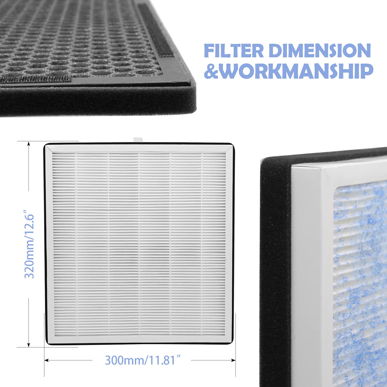 Ulrempart Replacement Air Filter Set, 5-Pack Extra Charcoal Filters, 1x Activated Carbon Filter and 1x H13 True HEPA Filter for RENPHO Model RP-AP001, RP-AP002, RP-AP001S