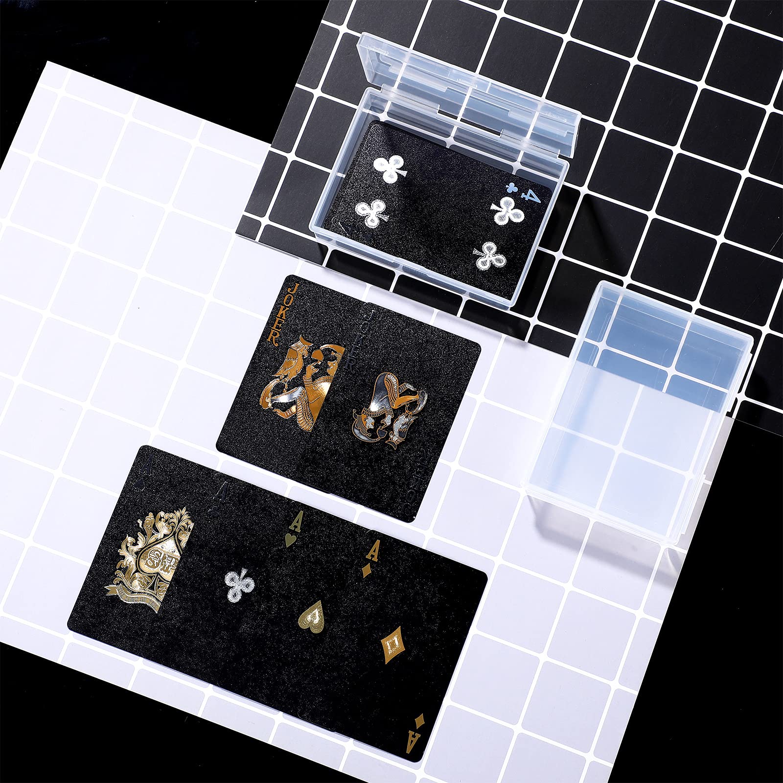 Jetec 3 Pieces Playing Card Case Clear Blank Card Deck Box Holder Plastic Playing Game Card Storage Box Holder for Bank Card, Business Card, Game Card