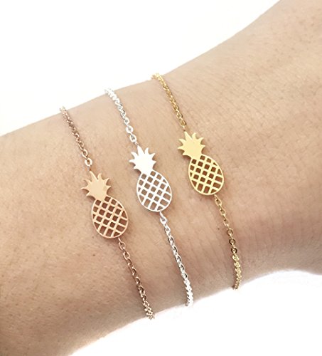 Altitude Boutique Pineapple Bracelet, Hawaii Bracelet, Fruit Bracelet Charms, Tropical Bracelet for Women (Silver)