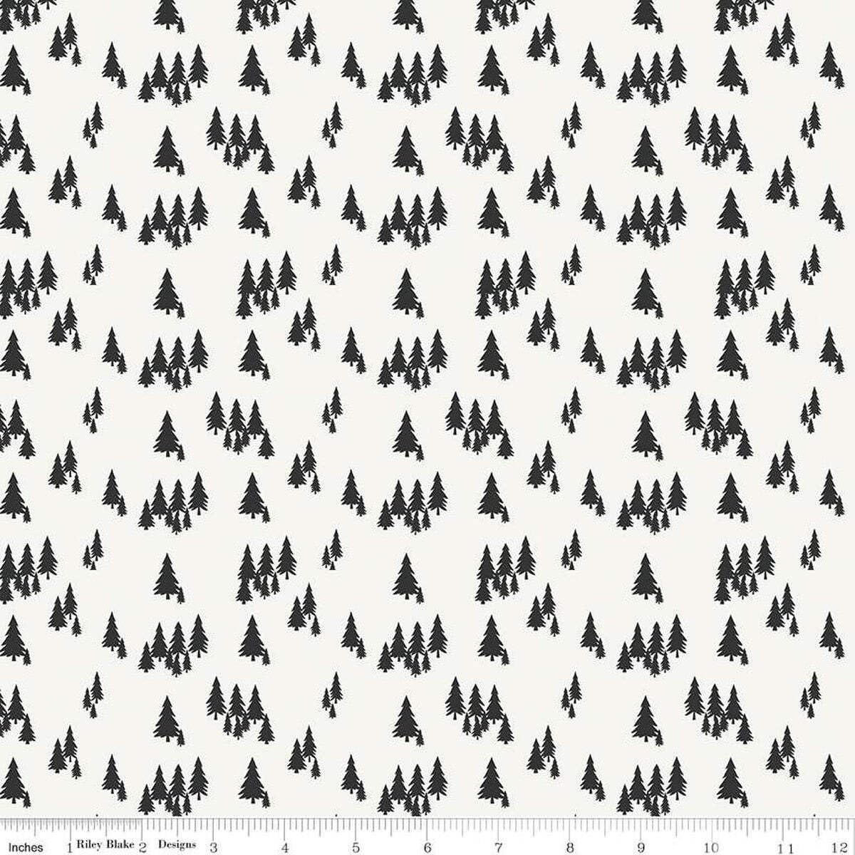 Woodsman Trees Cream Cotton Fabric 1 yard