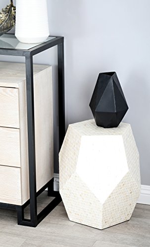 Deco 79 Mother of Pearl Shell Handmade Side End Accent Table End Table, Side Table 16" x 16" x 19", Cream