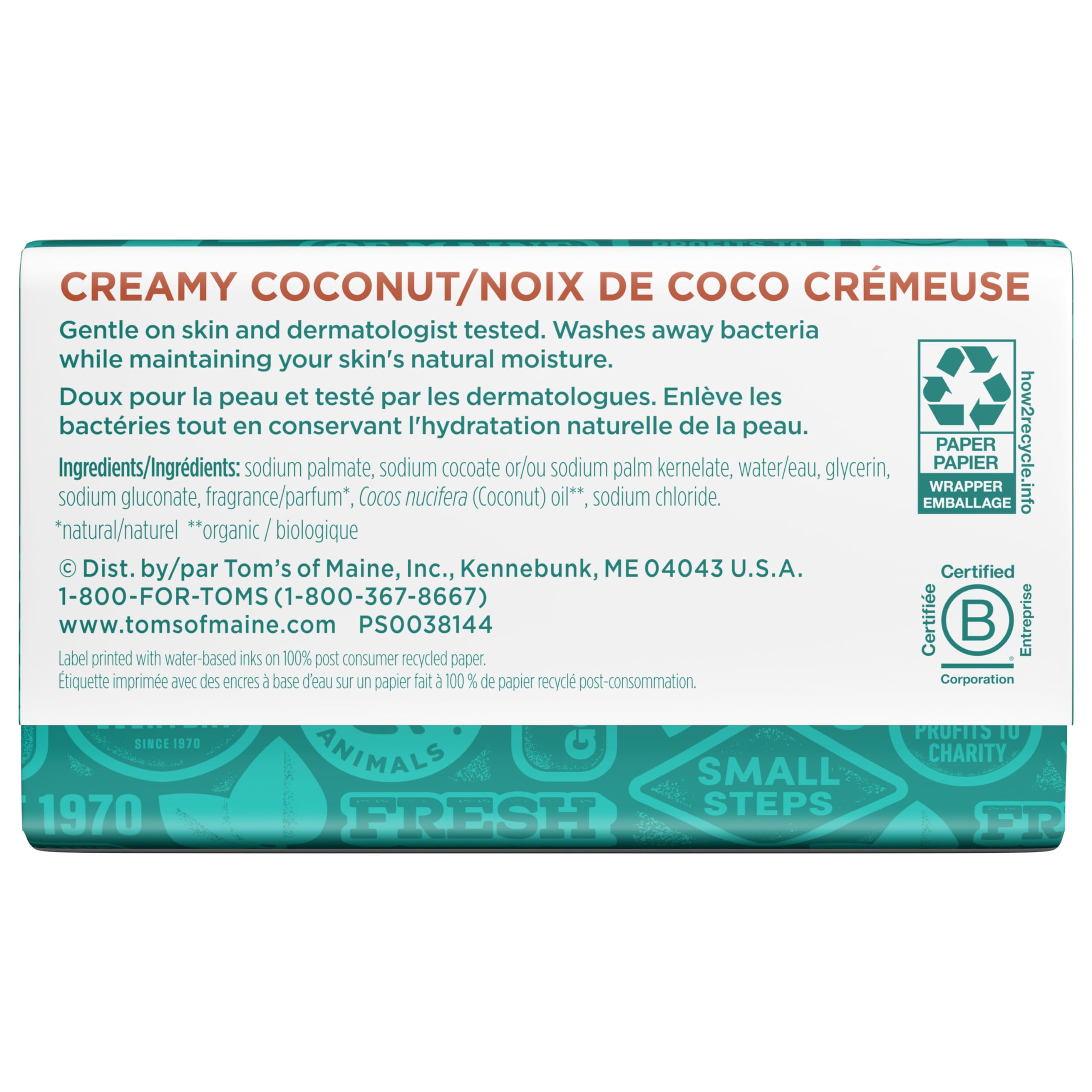 Tom's of Maine Natural Beauty Bar Soap, Creamy Coconut With Virgin Coconut Oil, 5 oz. 6-Pack (Packaging May Vary)