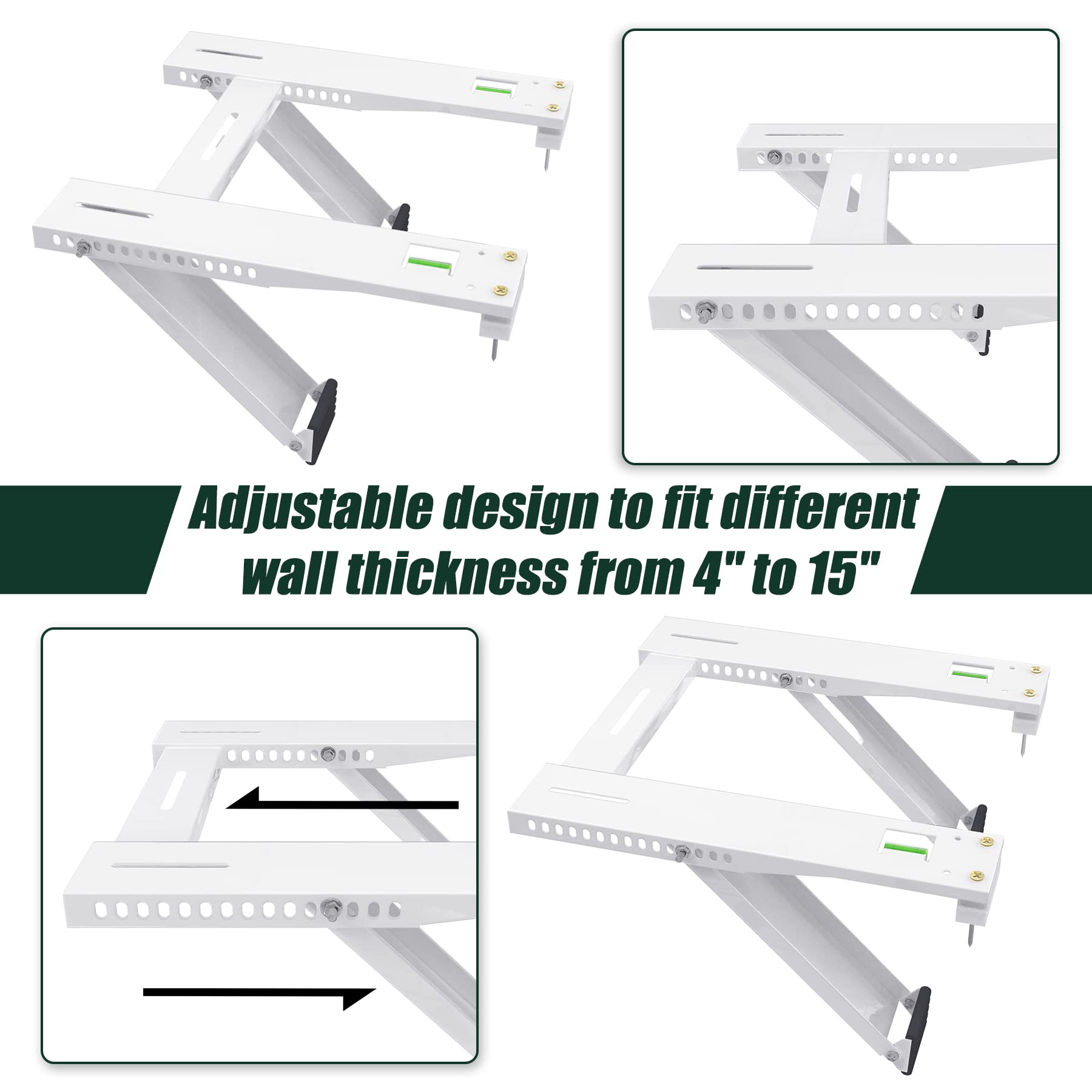Flehomo Window Air Conditioner Support Bracket with 2 Arms, Universal Design for A/C Units Up to 200 lbs from 5,000 to 24,000 BTU, Easy Installation Window AC Brackets