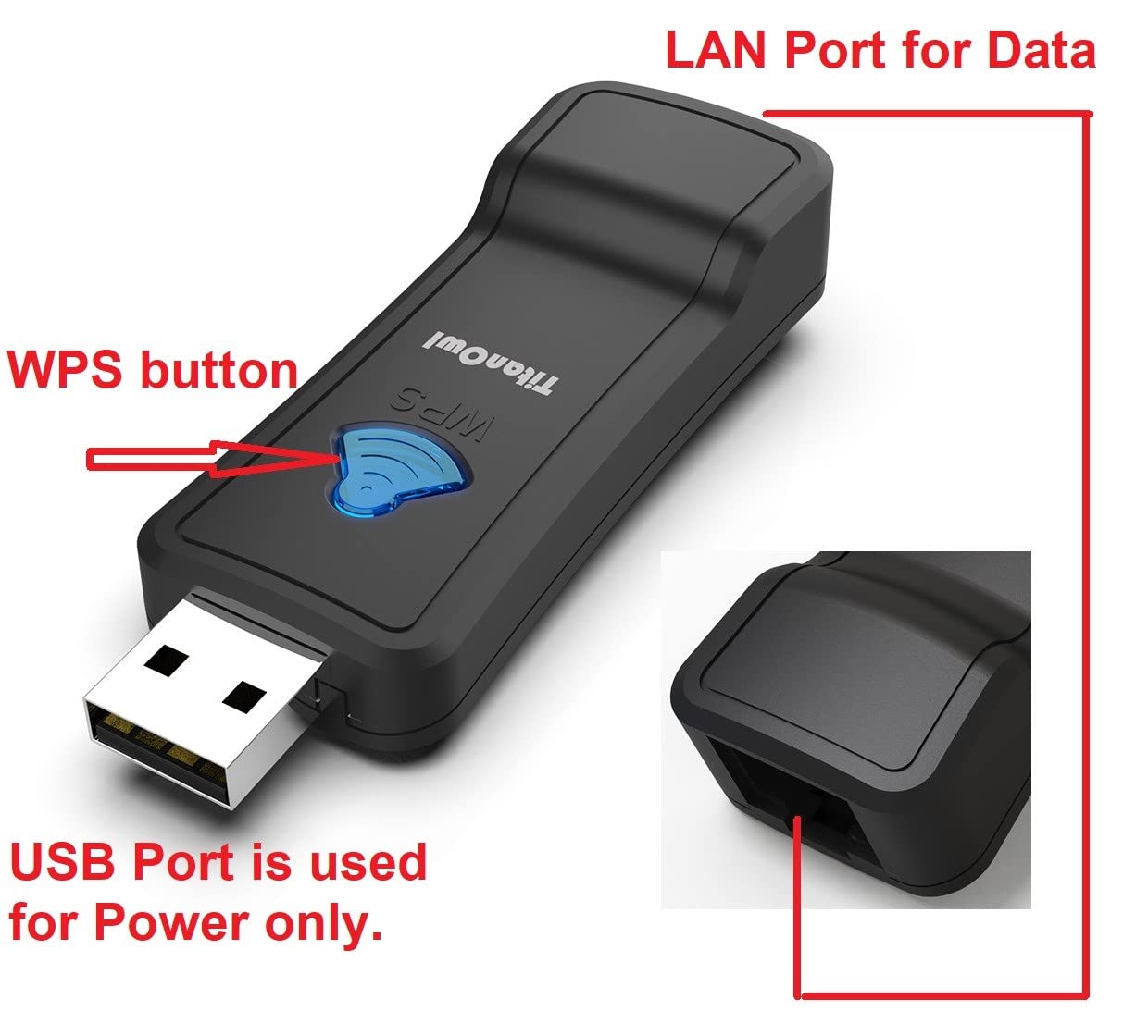 WiFi to LAN Network Adapter, 2.4 GHz Wireless to Ethernet for Printer Smart TV Alternative Dongle to WIS09ABGN UWA-BR100 TY-WL20 RJ45 DY-WL10 Repeater AP Extender Powered by USB